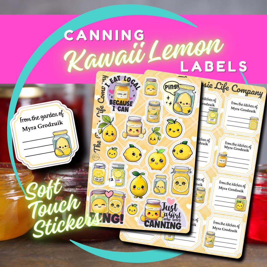 Personalized Kawaii Canning Labels - Lemon - Etsy