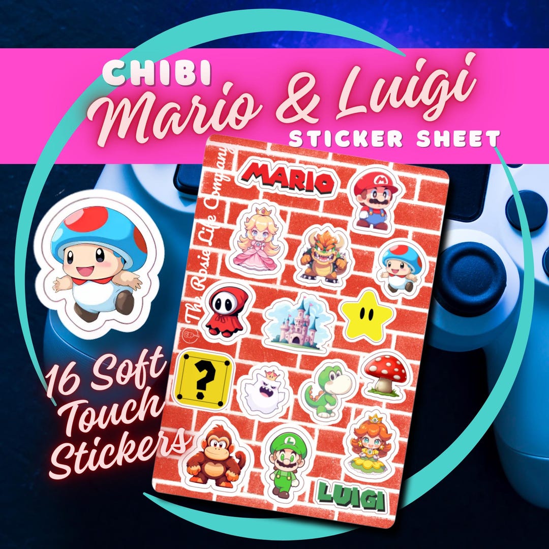 Chibi Mario and Luigi Sticker Sheet - Etsy