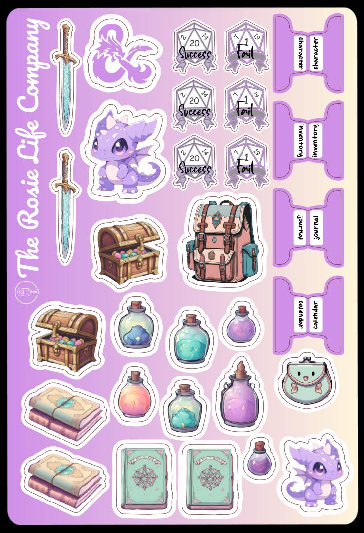 PURPLE DND Player Character Booklet Stickers - Etsy