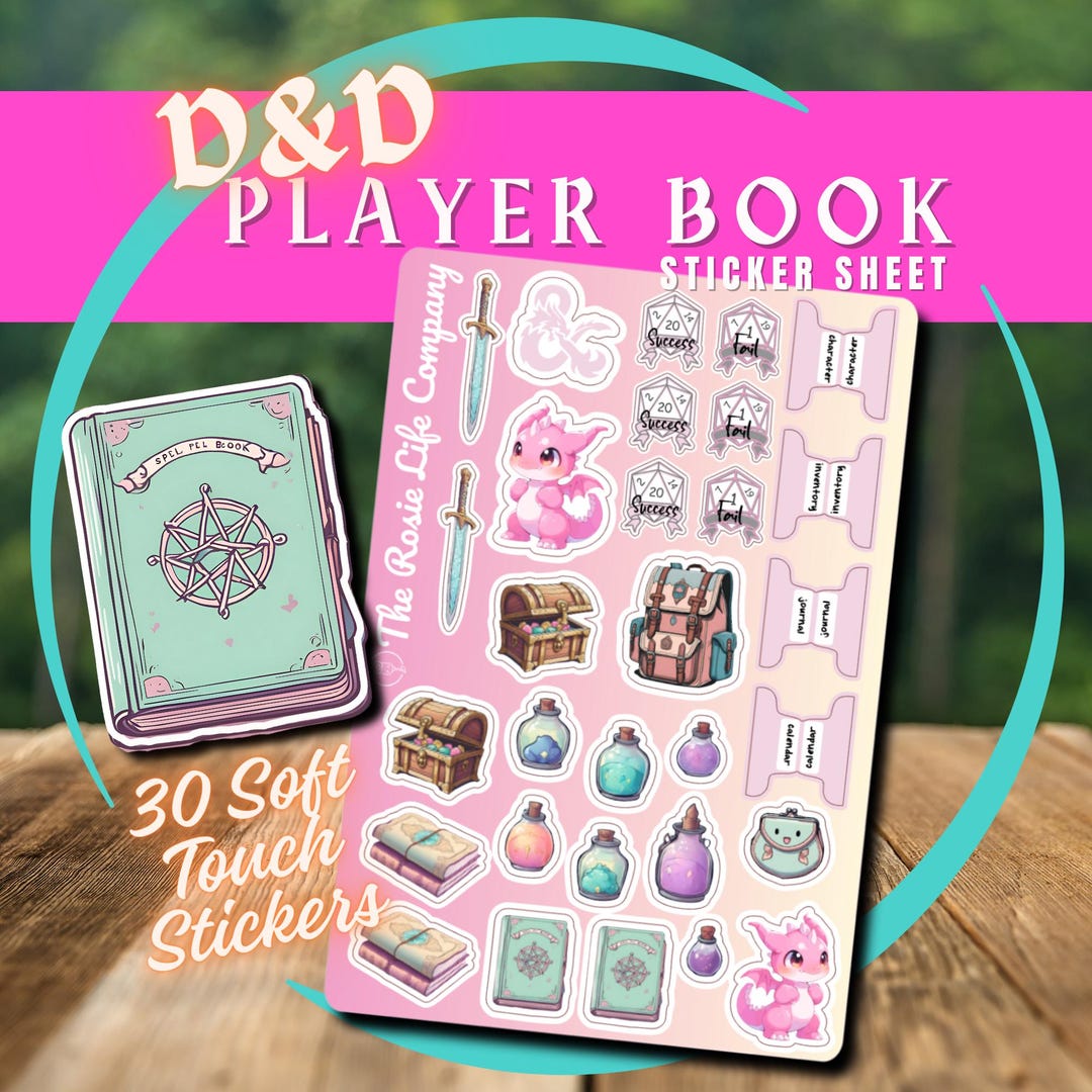 PINK DND Player Character Booklet Stickers - Etsy
