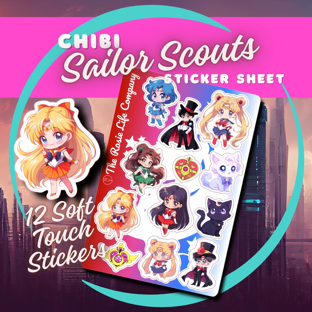 Chibi Sailor Scouts With Tuxedo Mask Sticker Sheets - Etsy
