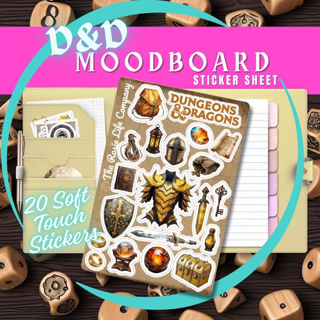 DND Golden Yellow Mood Board Sticker Sheet - Etsy