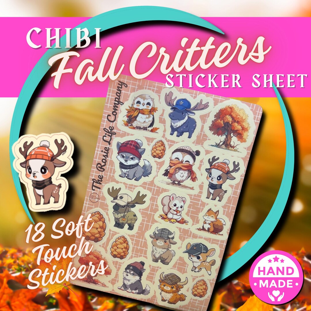 Fall Chibi Forest Critters Soft Touch Sticker Sheet - Etsy