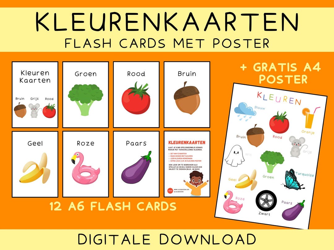 Dutch Color Charts Free Poster Flash Cards Montessori Cards Educational ...