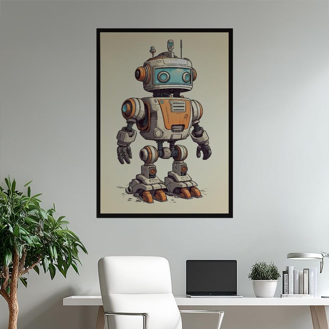 Retro Robot Poster | Vintage Sci-fi Wall Art for Kids Room & Nursery ...