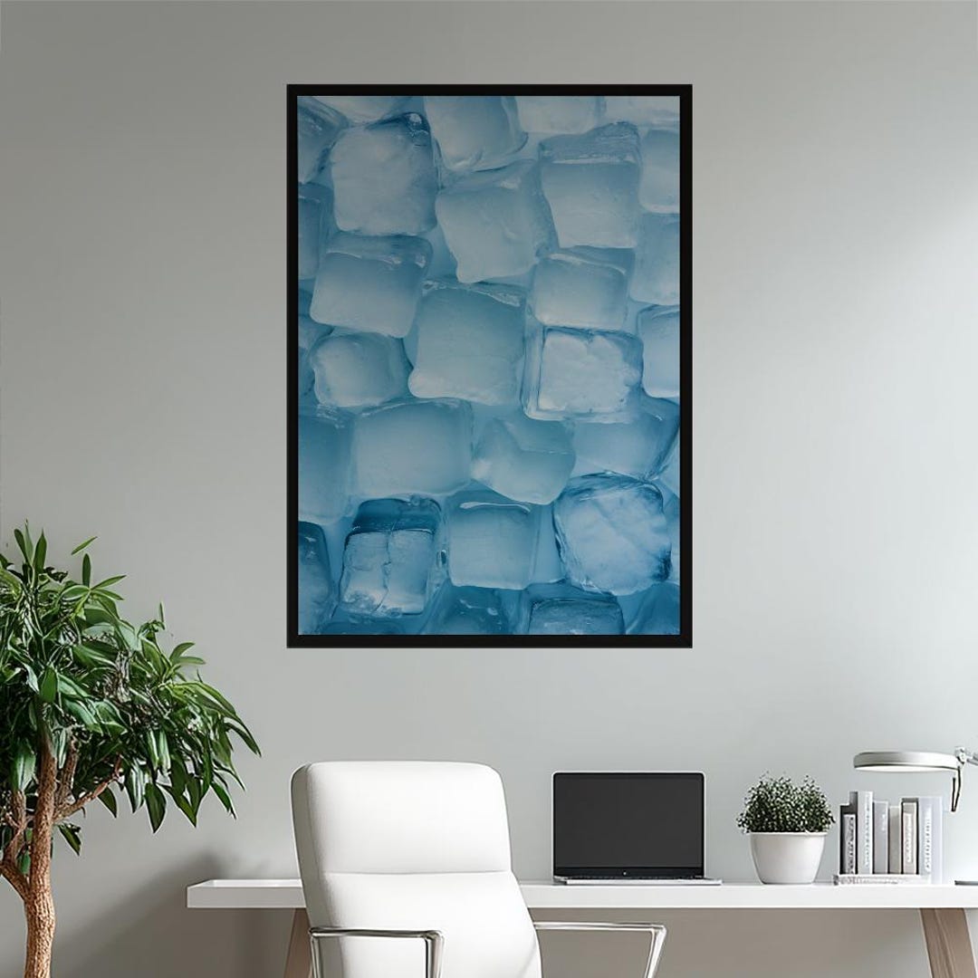 Chill Delight Ice Cube Matte Vertical Poster | Refreshing Blue ...