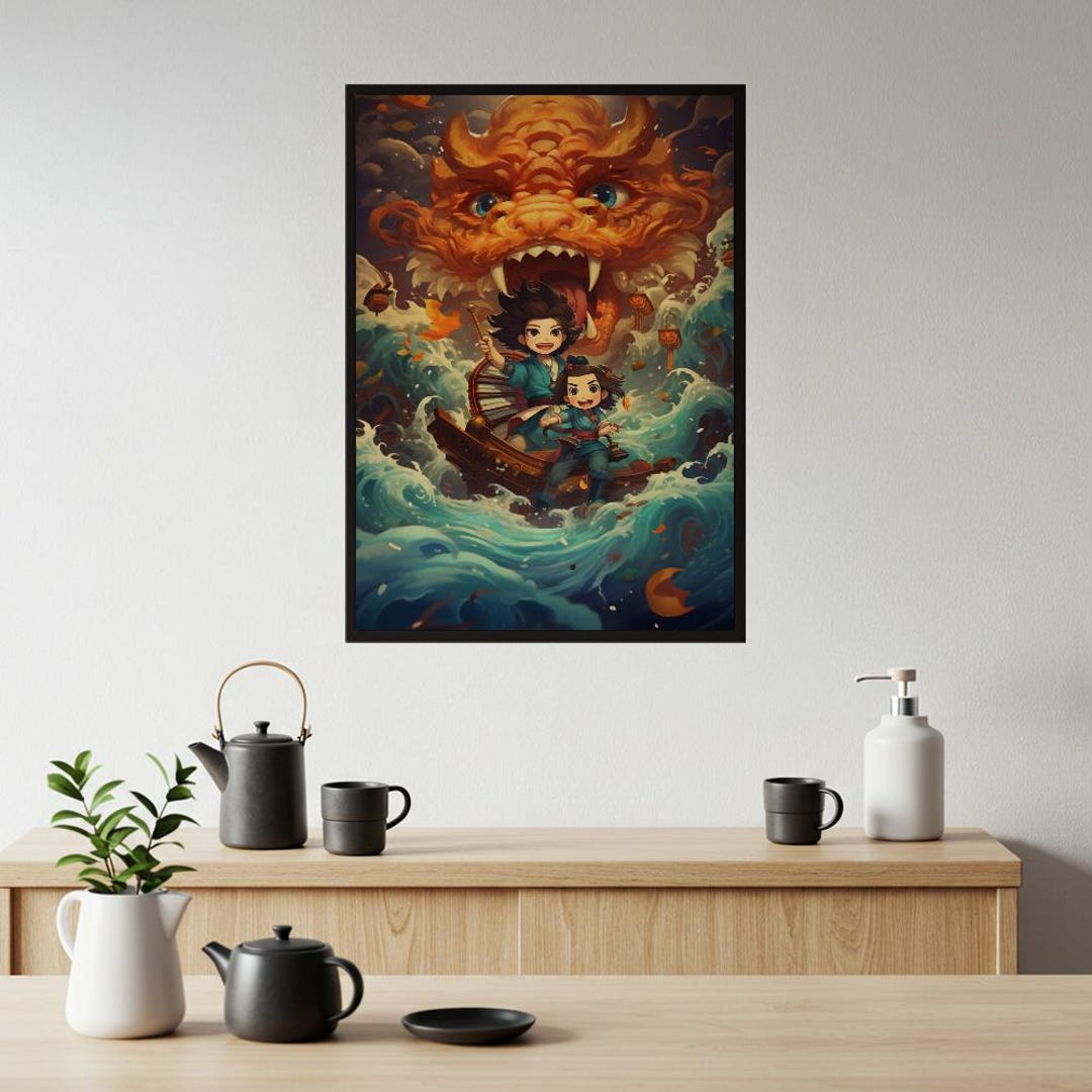 Vibrant Dragon Adventure Poster for Kids Room Decor | Whimsical Fantasy ...