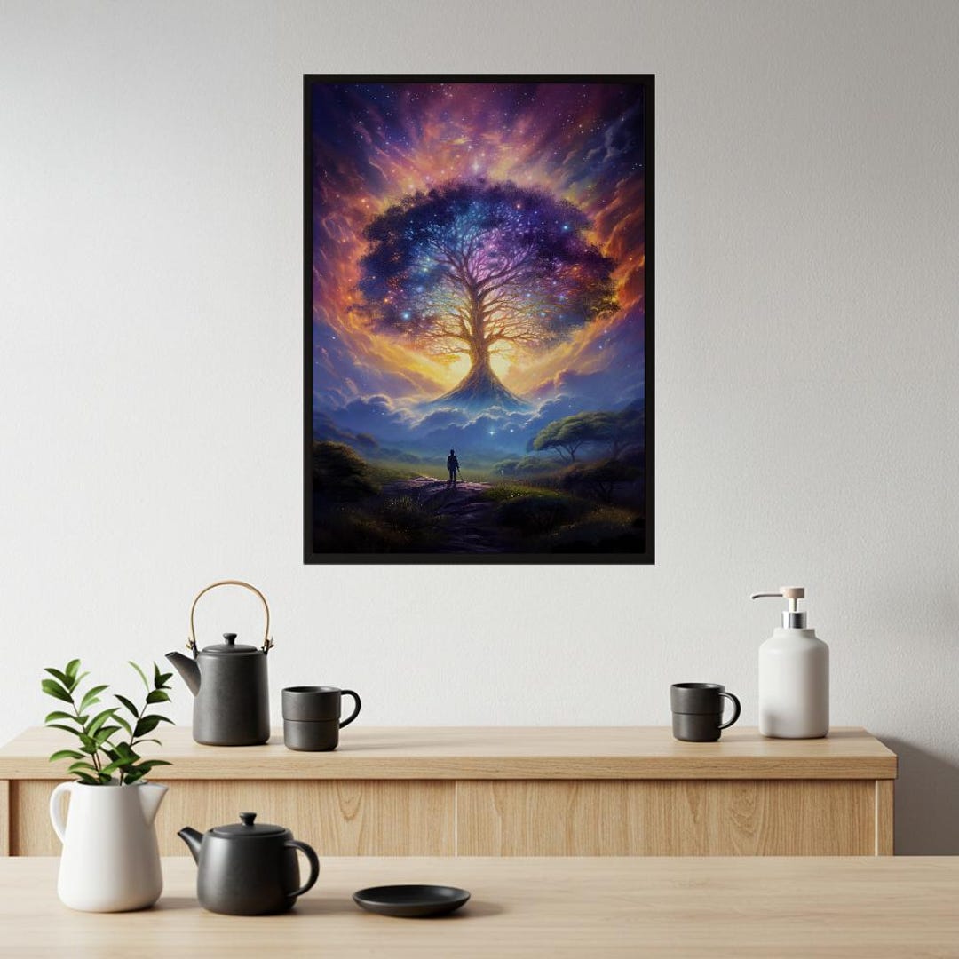 Cosmic Tree of Life Ethereal Wall Art | Spiritual Fantasy Nebula Poster ...
