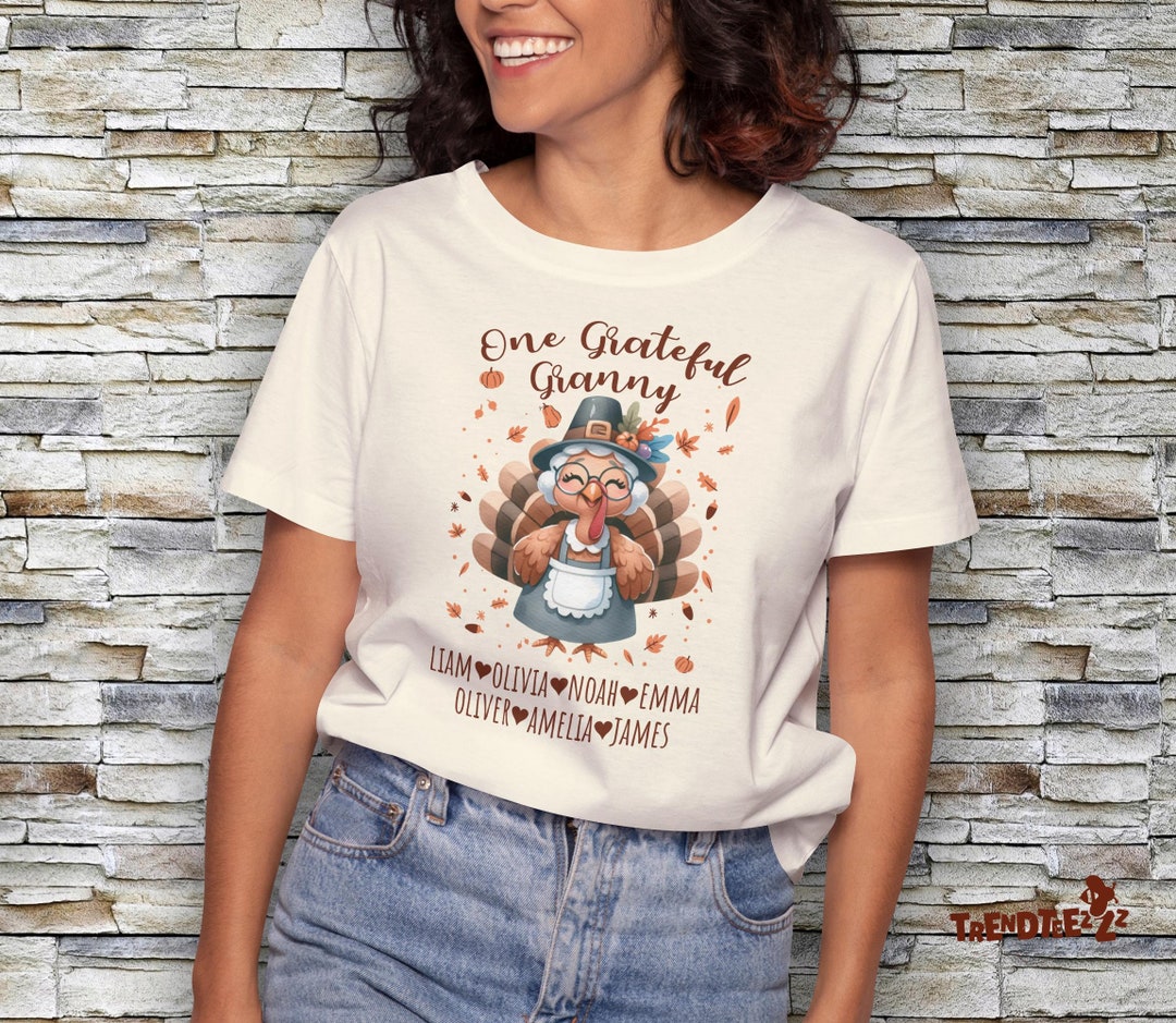 Custom One Grateful Granny for Grandma With Grandkids Name Thanksgiving ...