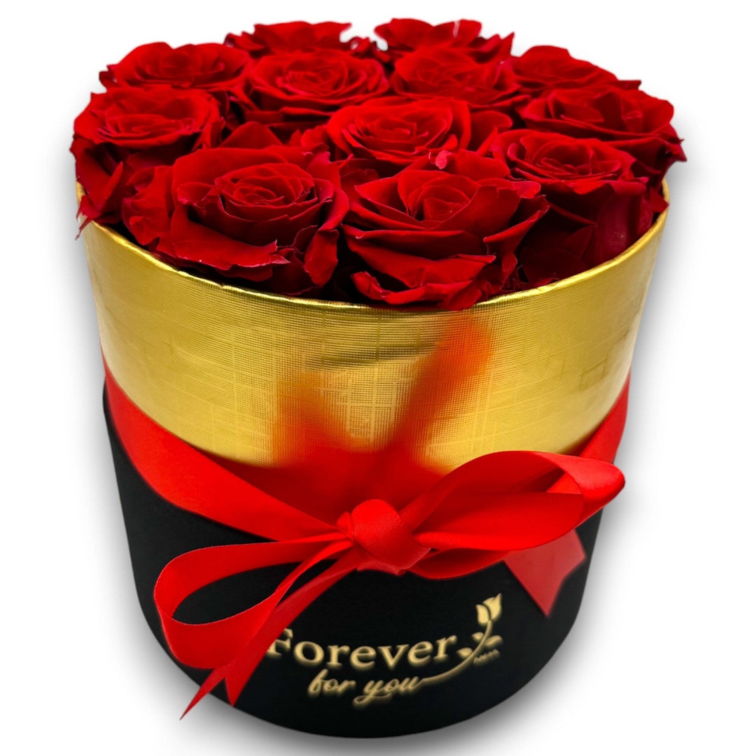 12-piece Forever Flowers Round Box - Preserved Roses - Etsy