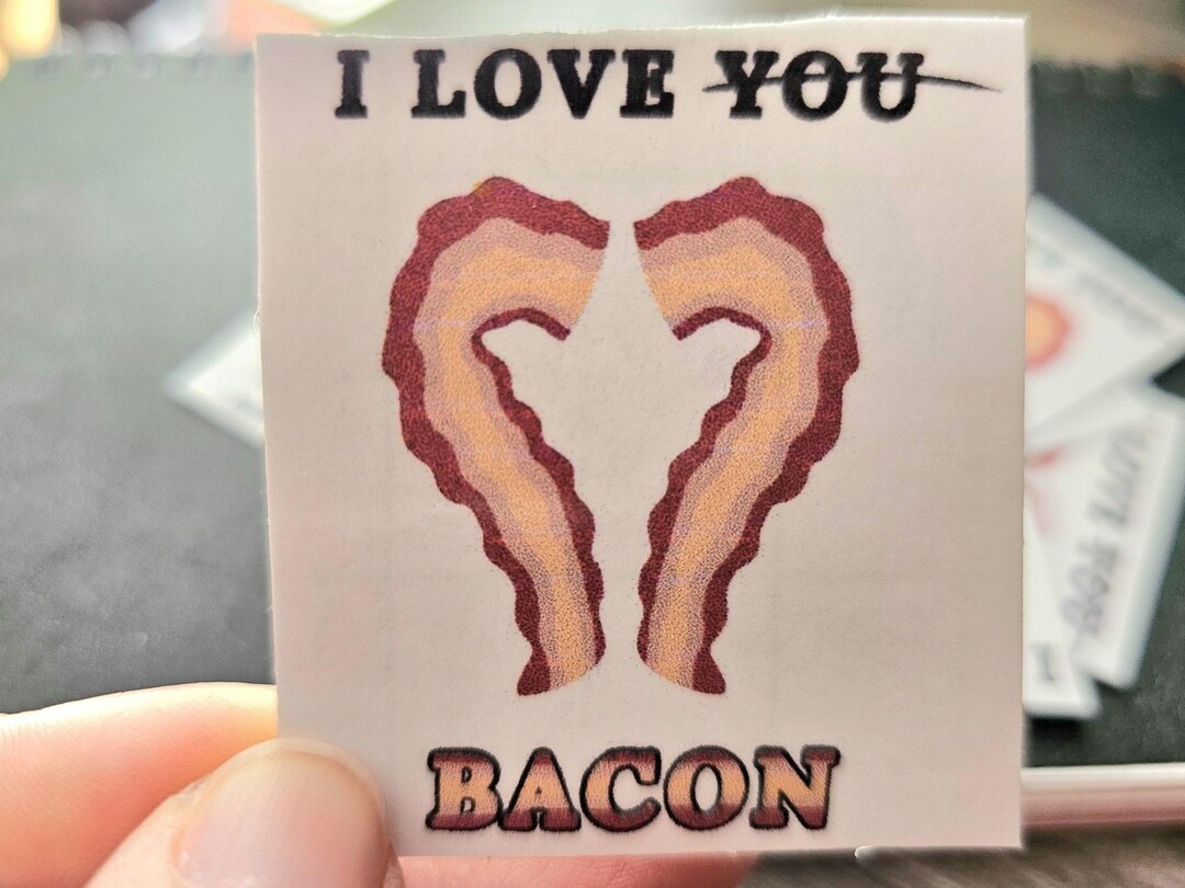 I Love Bacon, Valentine's Day Sticker, Funny Laptop and Water Bottle ...
