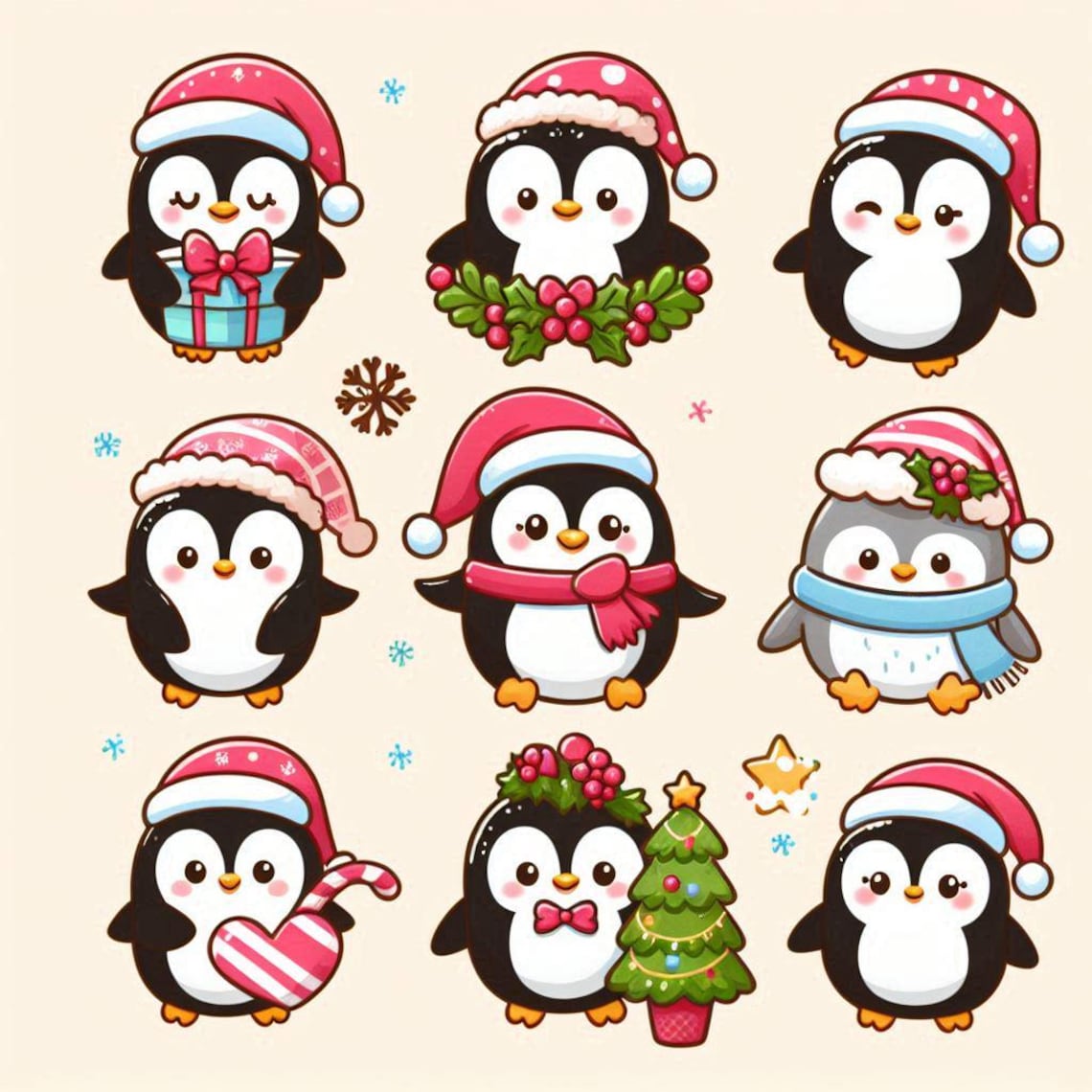 Christmas Penguin Clipart Bundle – 10+ Cute Holiday Illustrations ...