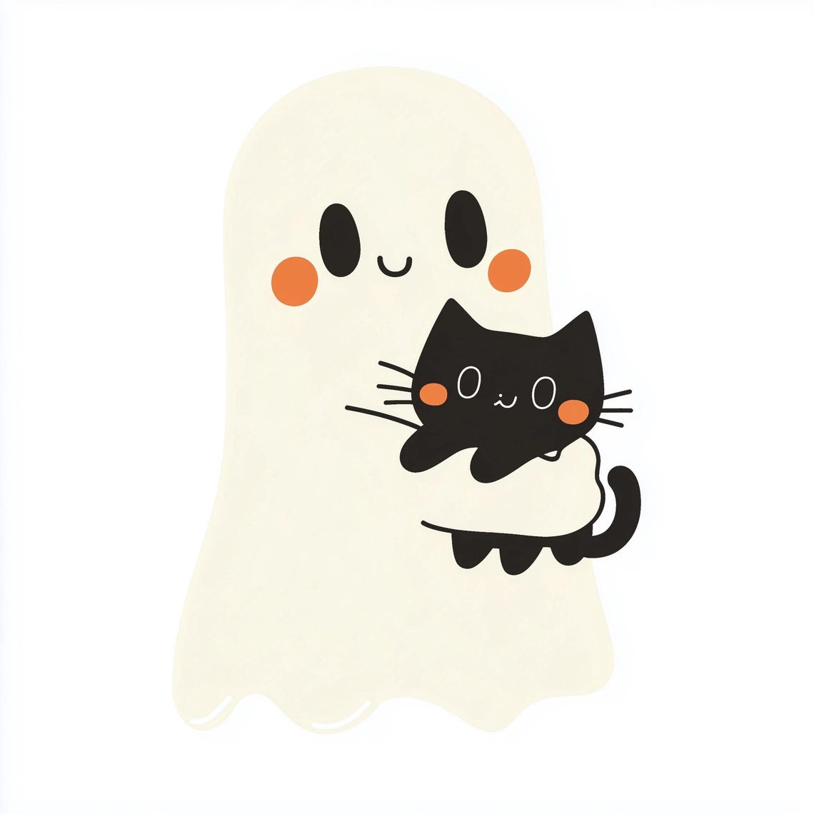 Cute Ghost and Black Cat Halloween SVG PNG, Spooky Season Trending ...