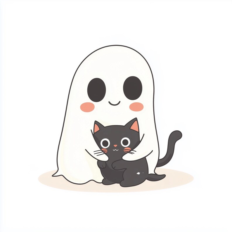 Cute Ghost and Black Cat Halloween SVG PNG, Spooky Season Trending ...