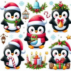 Christmas Penguin Clipart Bundle – 10+ Cute Holiday Illustrations ...