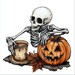Vintage Skeleton Pumpkin Fall Clipart - Funny Halloween Pngs Fall Vibes ...