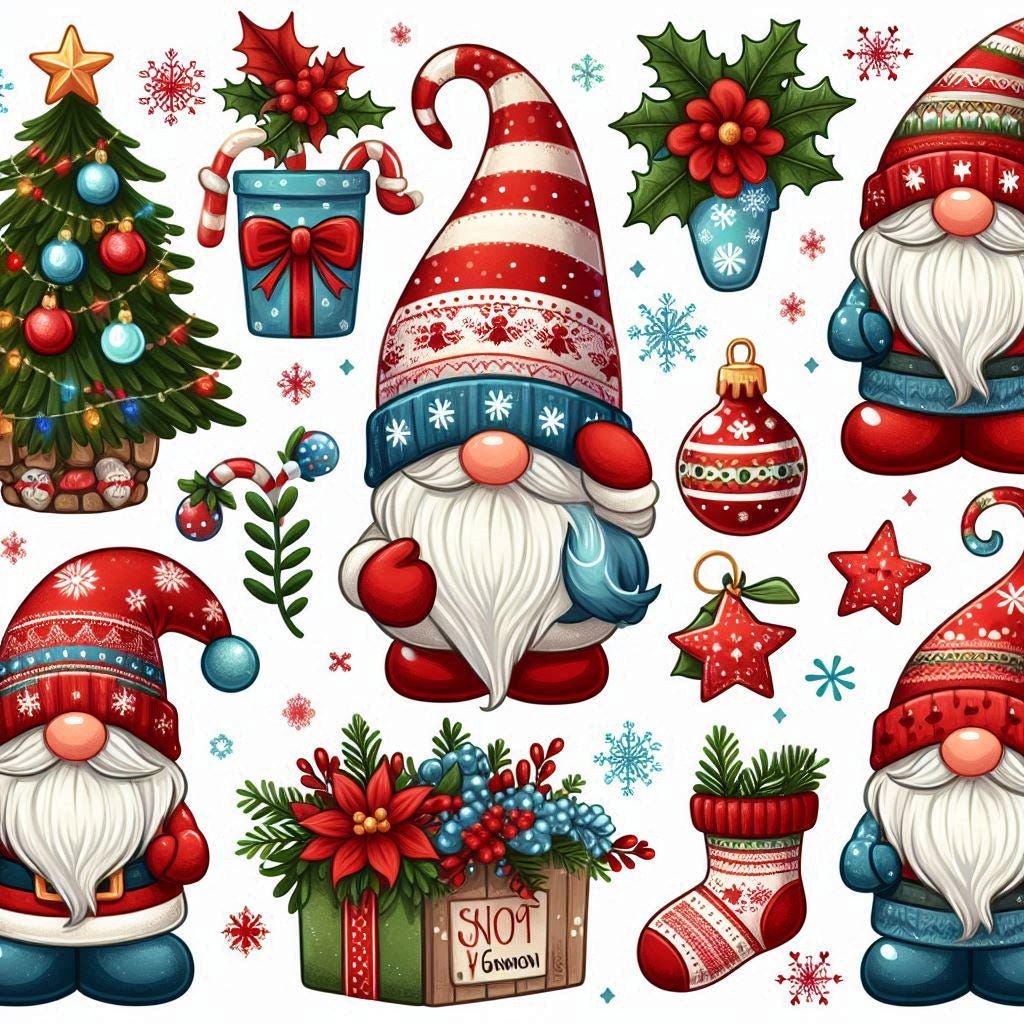Christmas Gnome Clipart Bundle Winter Gnome Graphics, Sublimation PNG ...
