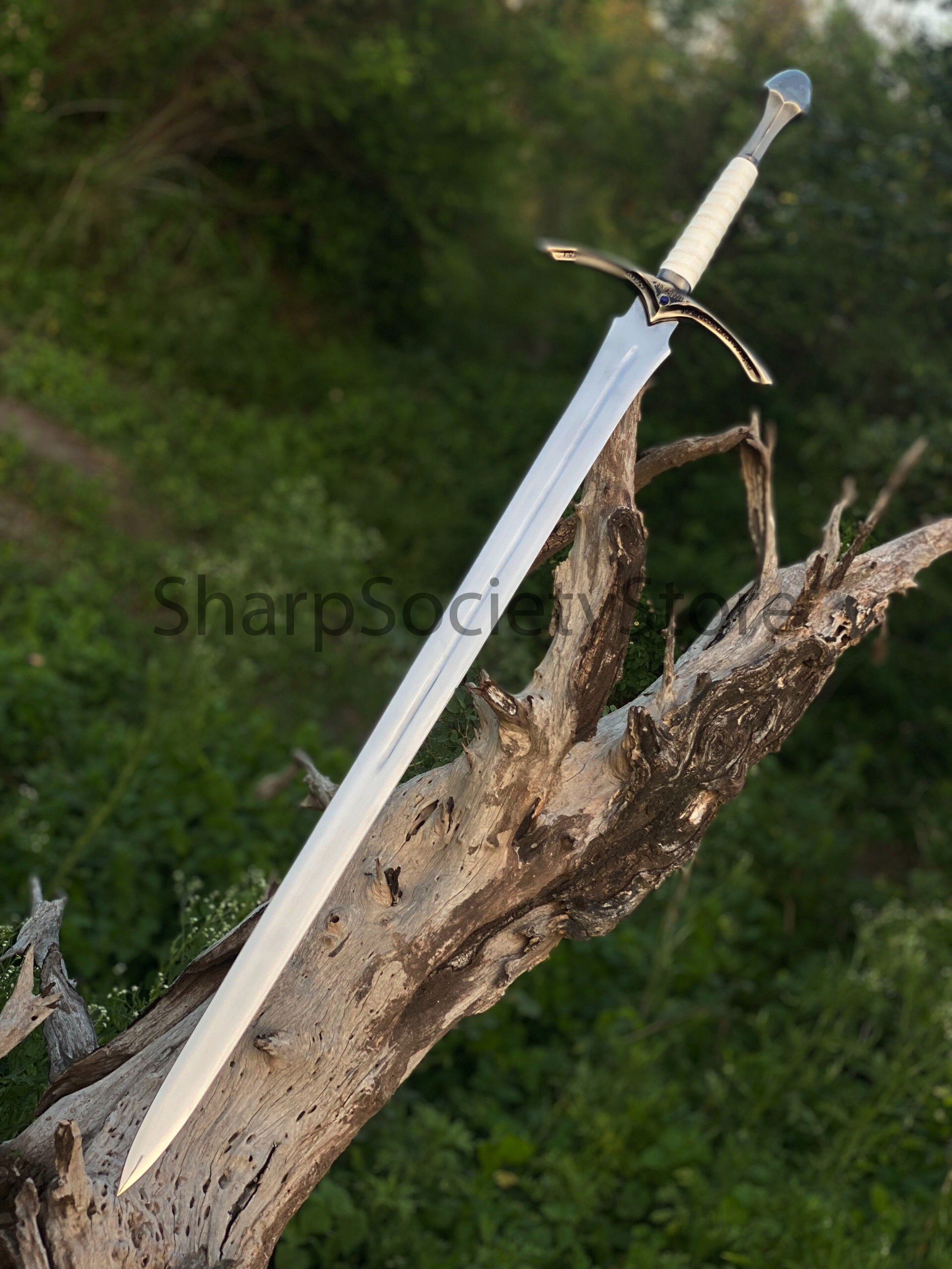 White Glamdring Medieval Replica Sword of Gandalf With Scabbard & Wall ...