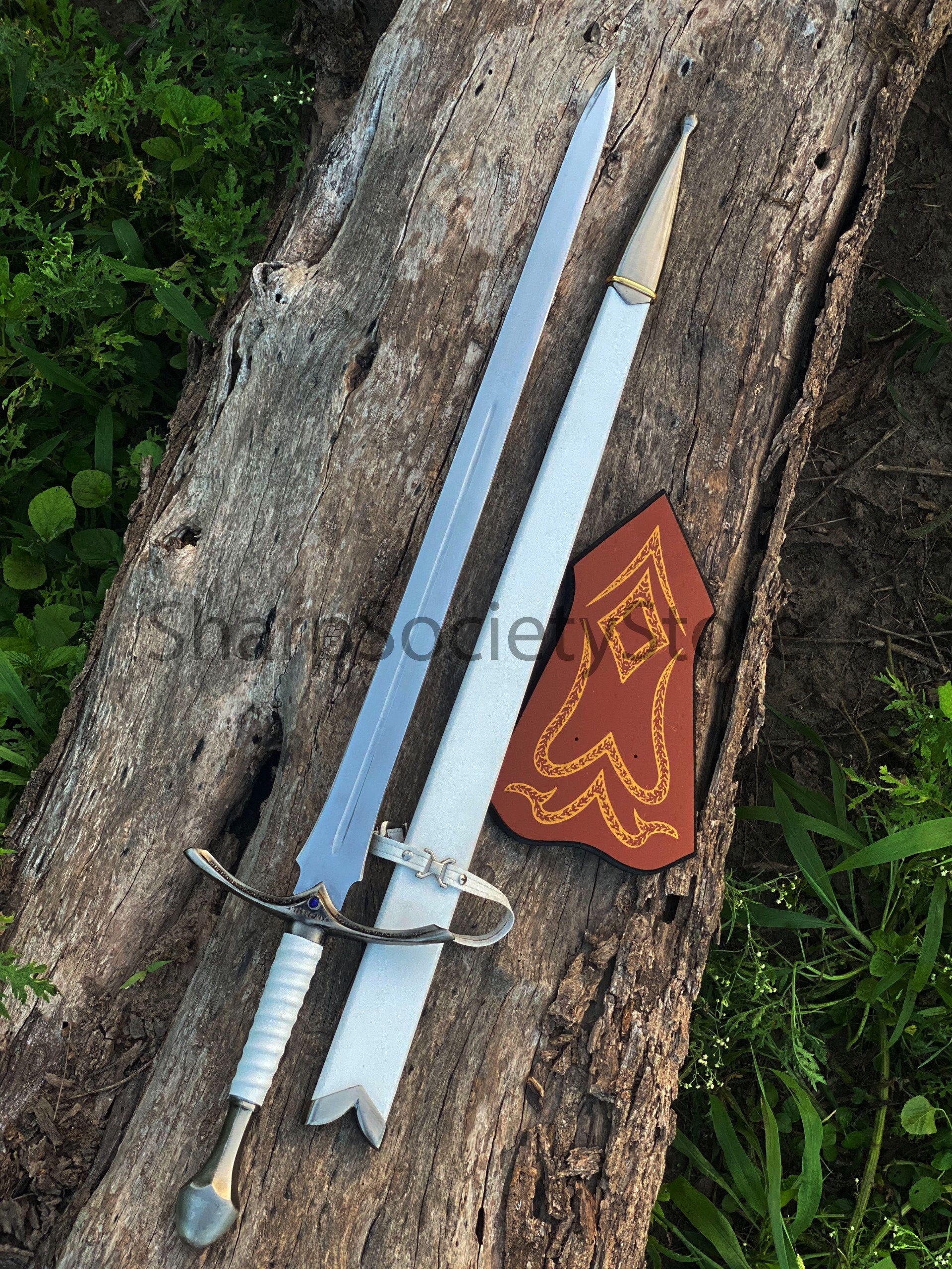 White Glamdring Medieval Replica Sword of Gandalf With Scabbard & Wall ...