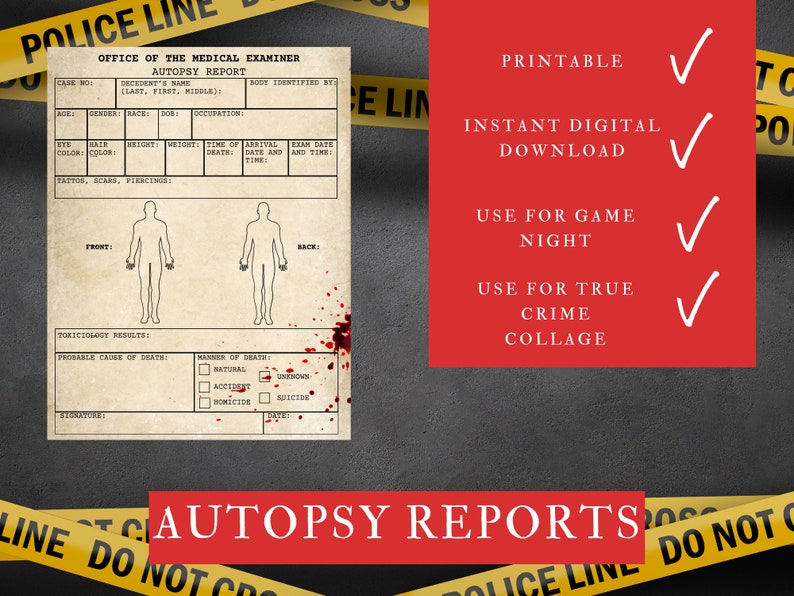 True Crime Autopsy Reports Printable for True Crime Obsessed Fans True ...