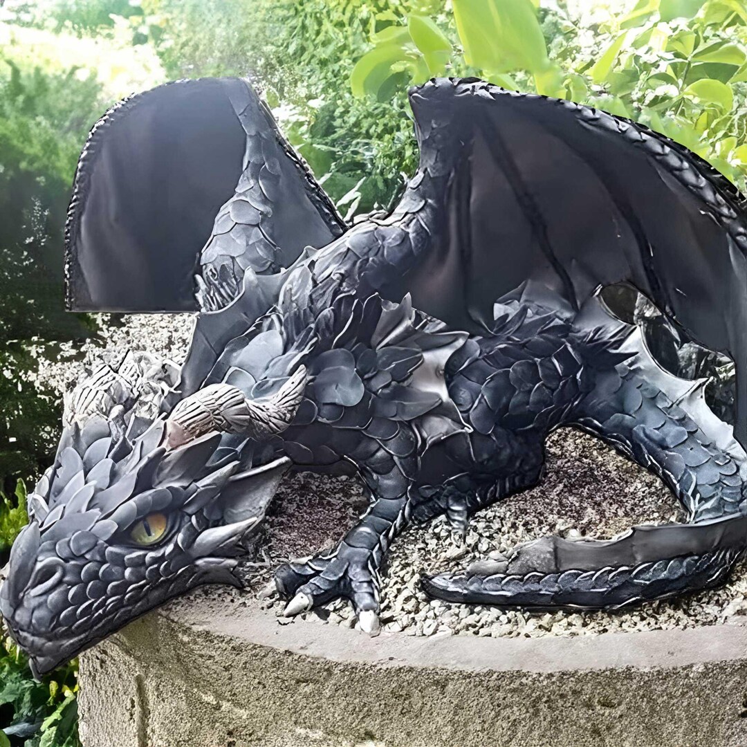 Handmade Dragon Statue, Resin Dragon Statue, Garden Decor, Home Decor ...