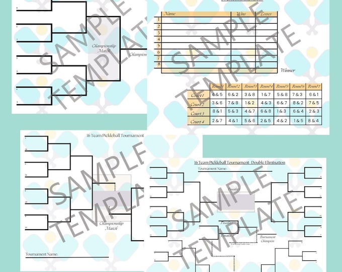 Ultimate Pickleball Tournament Spreadsheet, Player Tournament, 6 to 16 ...