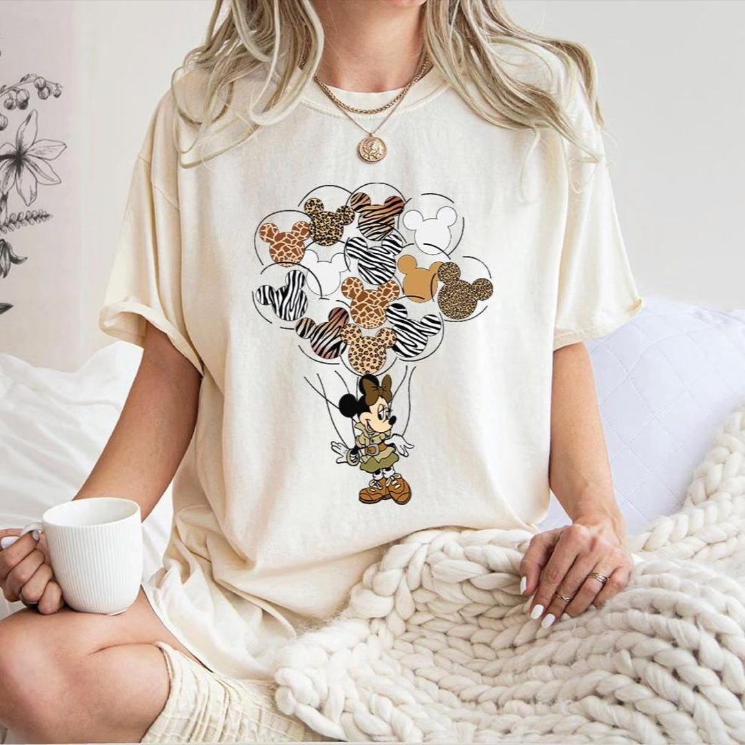 Minnie Mouse Safari Balloon T-shirt – Animal Print Disney Tee - Etsy