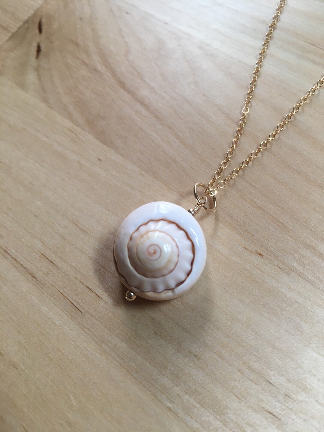 Conch Shell Pendant and Chain Necklace, 14K Gold Filled White Pale Pink ...