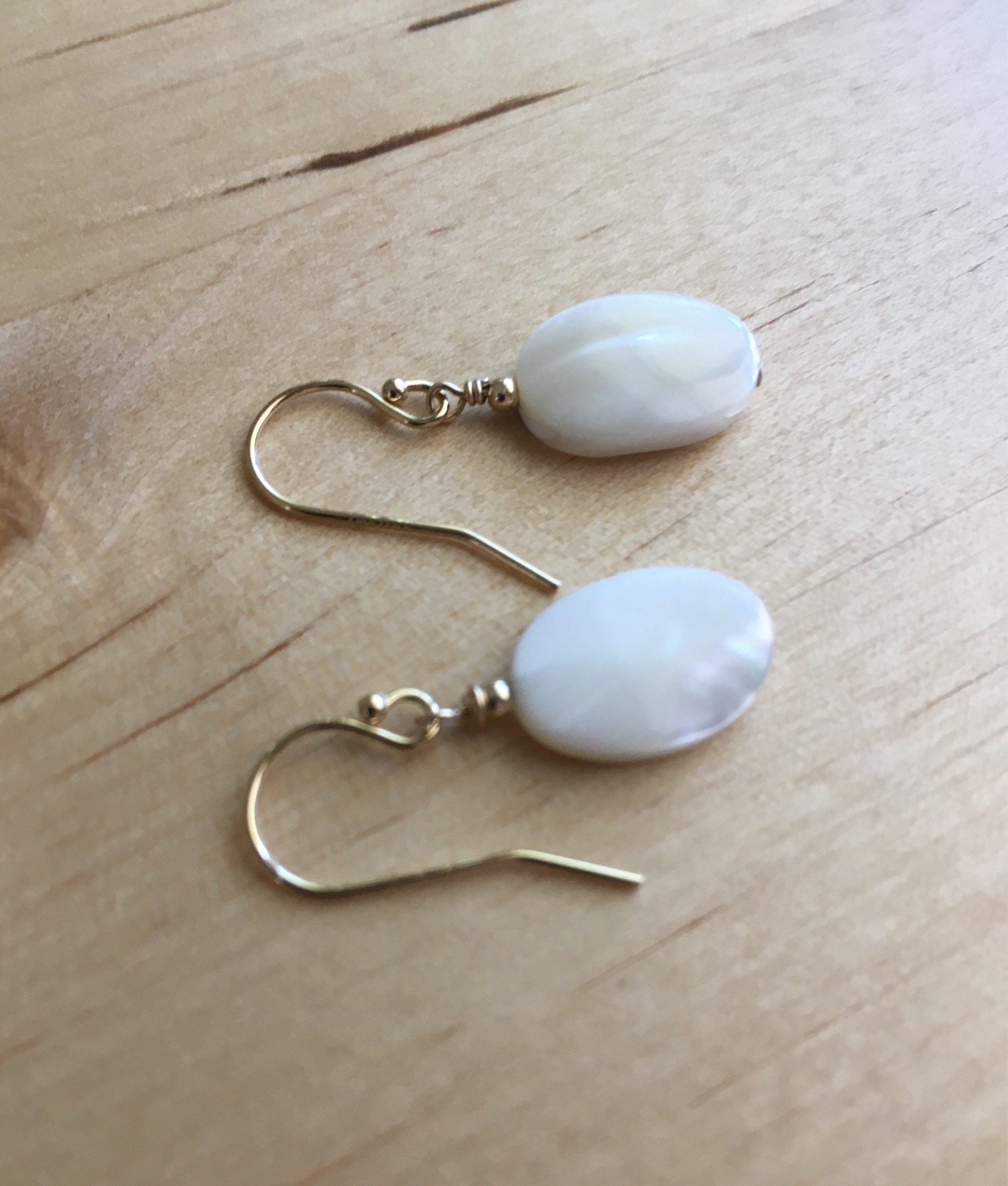 Mother Of Pearl Shell Earrings 14k Gold Filled White Etsy Uk