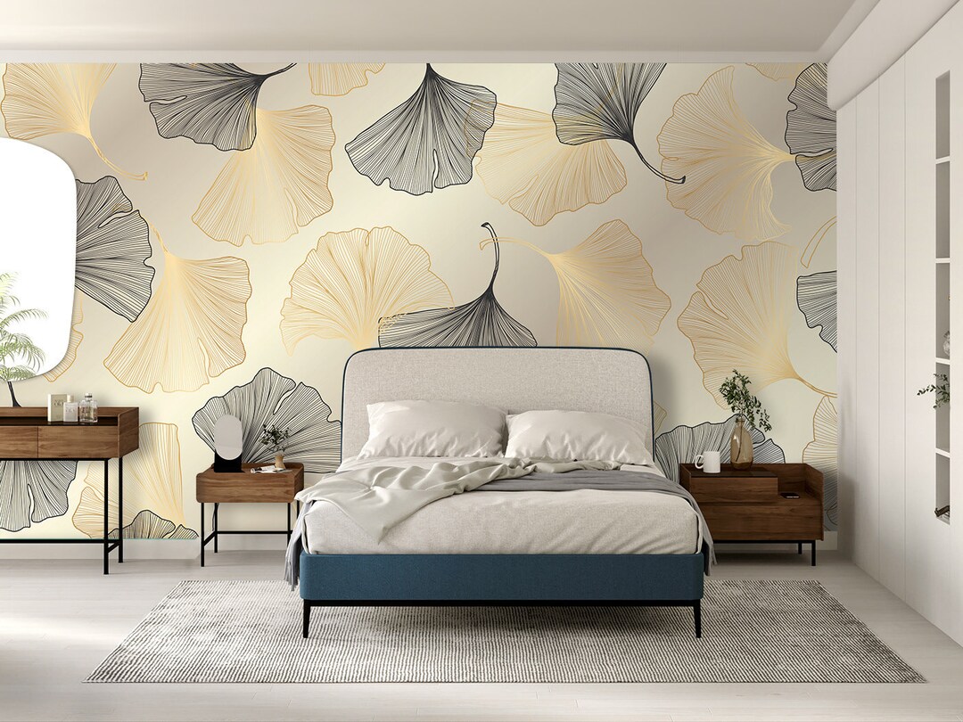 Large Ginkgo Leaves Wallpaper, Removable Peel and Stick Wallpaper ...