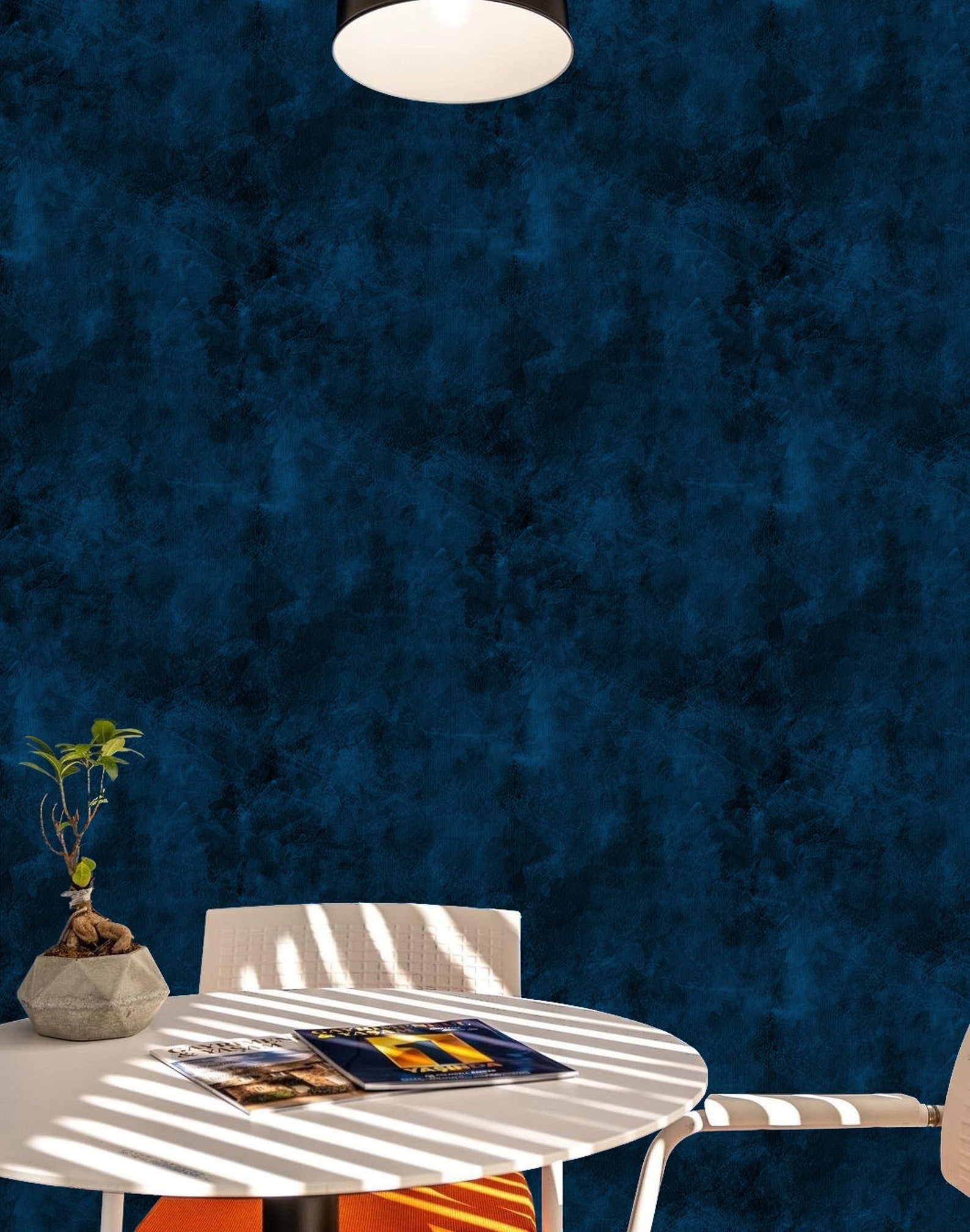 Dark Blue Stucco Grunge Wallpaper, Removable Peel and Stick Wallpaper ...