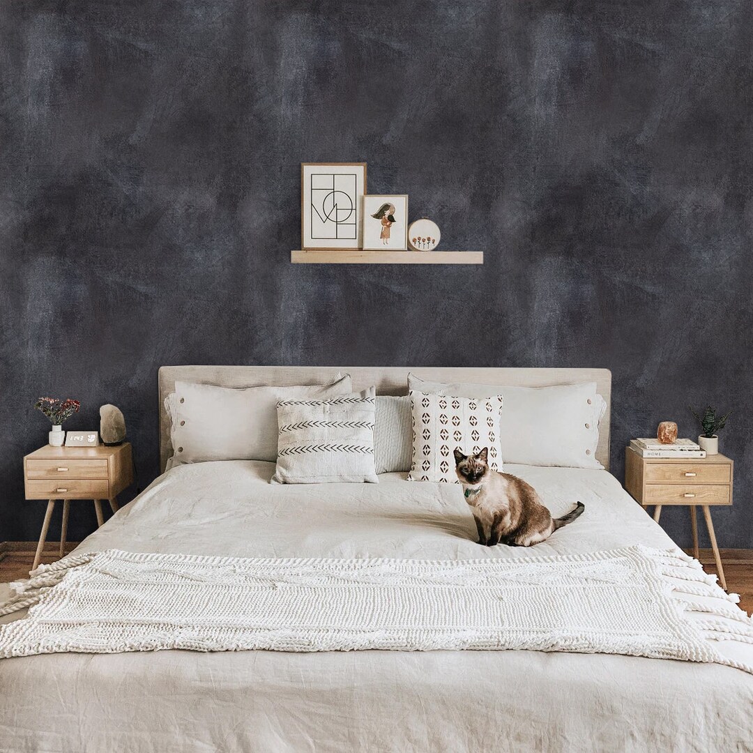 Dark Gray Realistic Stone Wallpaper, Removable Peel and Stick Wallpaper ...