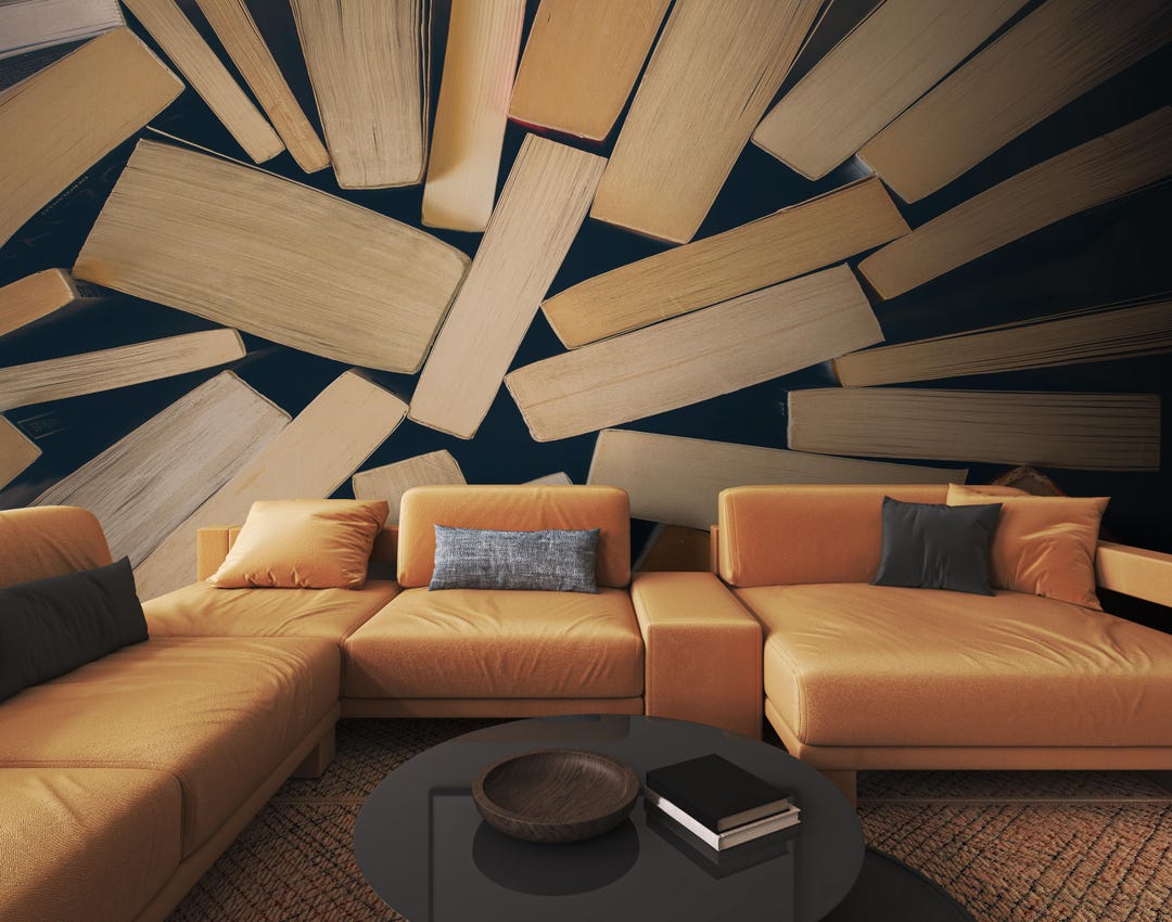 Vintage Old Book Pattern Wallpaper, Removable Peel and Stick Wall Mural ...