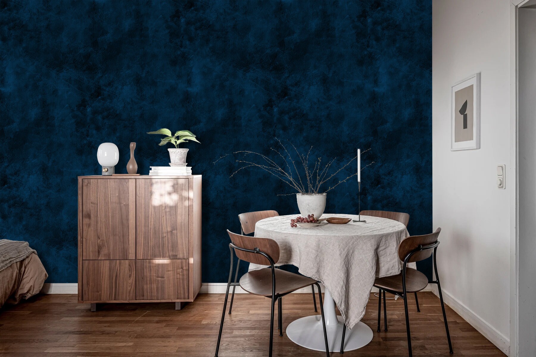 Dark Blue Stucco Grunge Wallpaper, Removable Peel and Stick Wallpaper ...