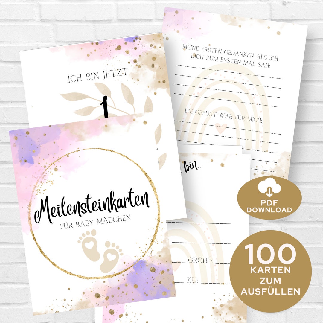 Baby Milestone Cards for Girls, Fill-in Cards, Milestone Cards and ...