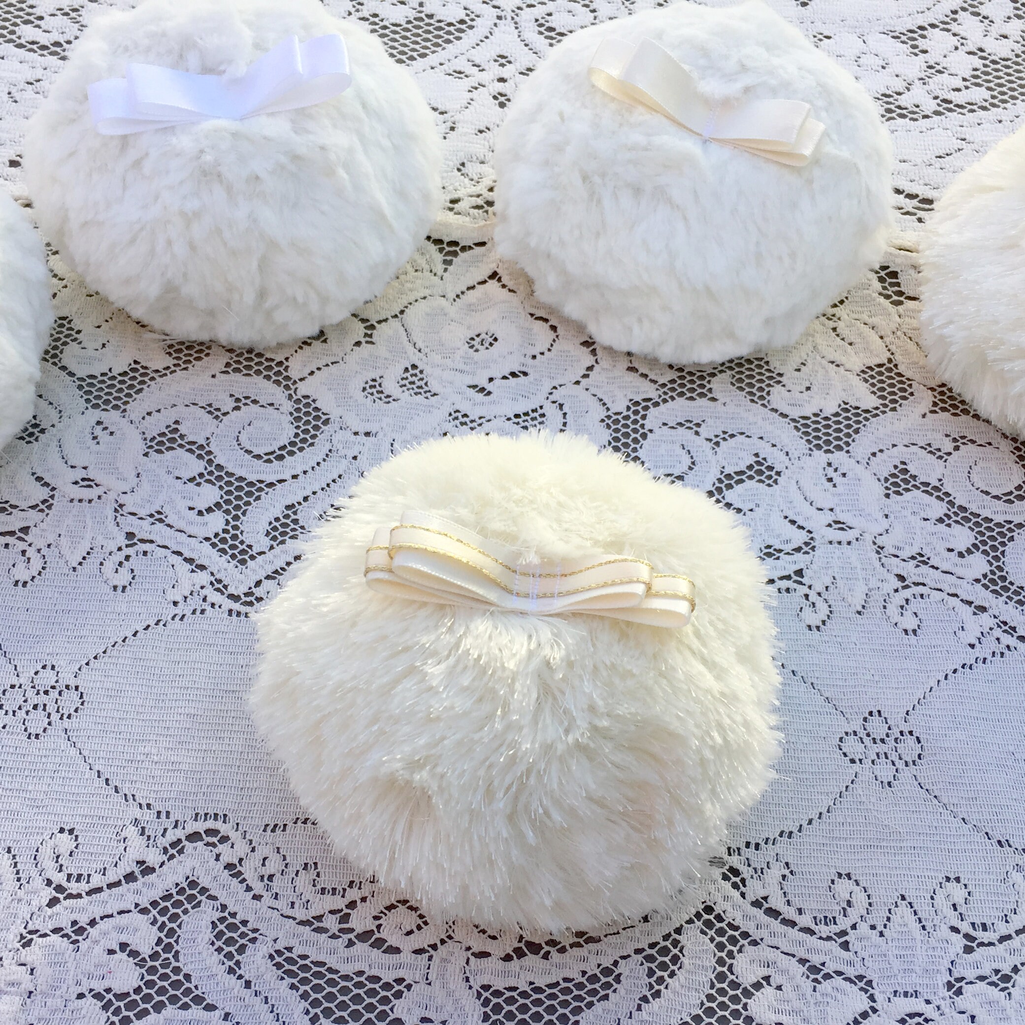 Powder Puff ~ Cream & Cream Sparkle ~ Vintage Style Faux Fur