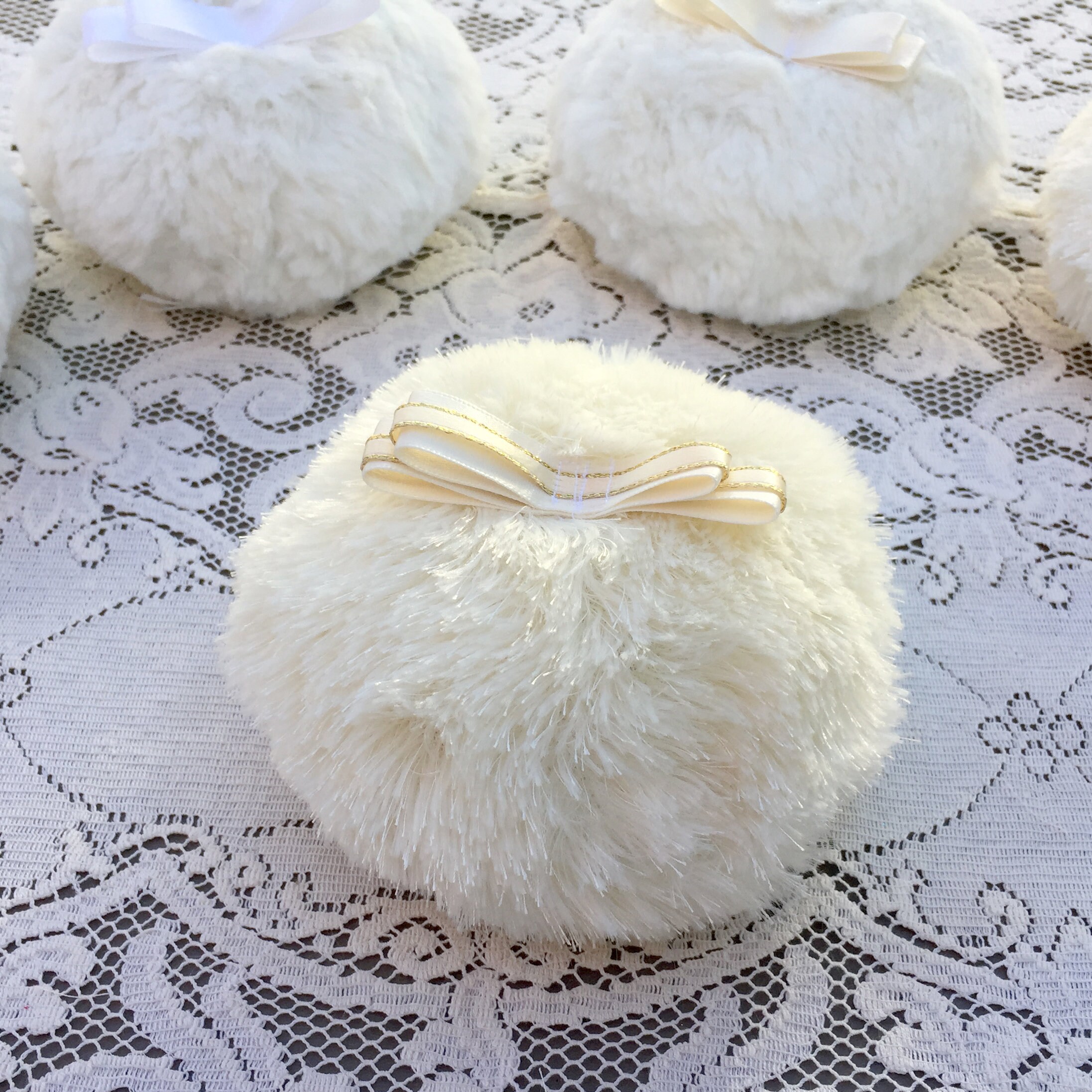 Powder Puff ~ Cream & Cream Sparkle ~ Vintage Style Faux Fur