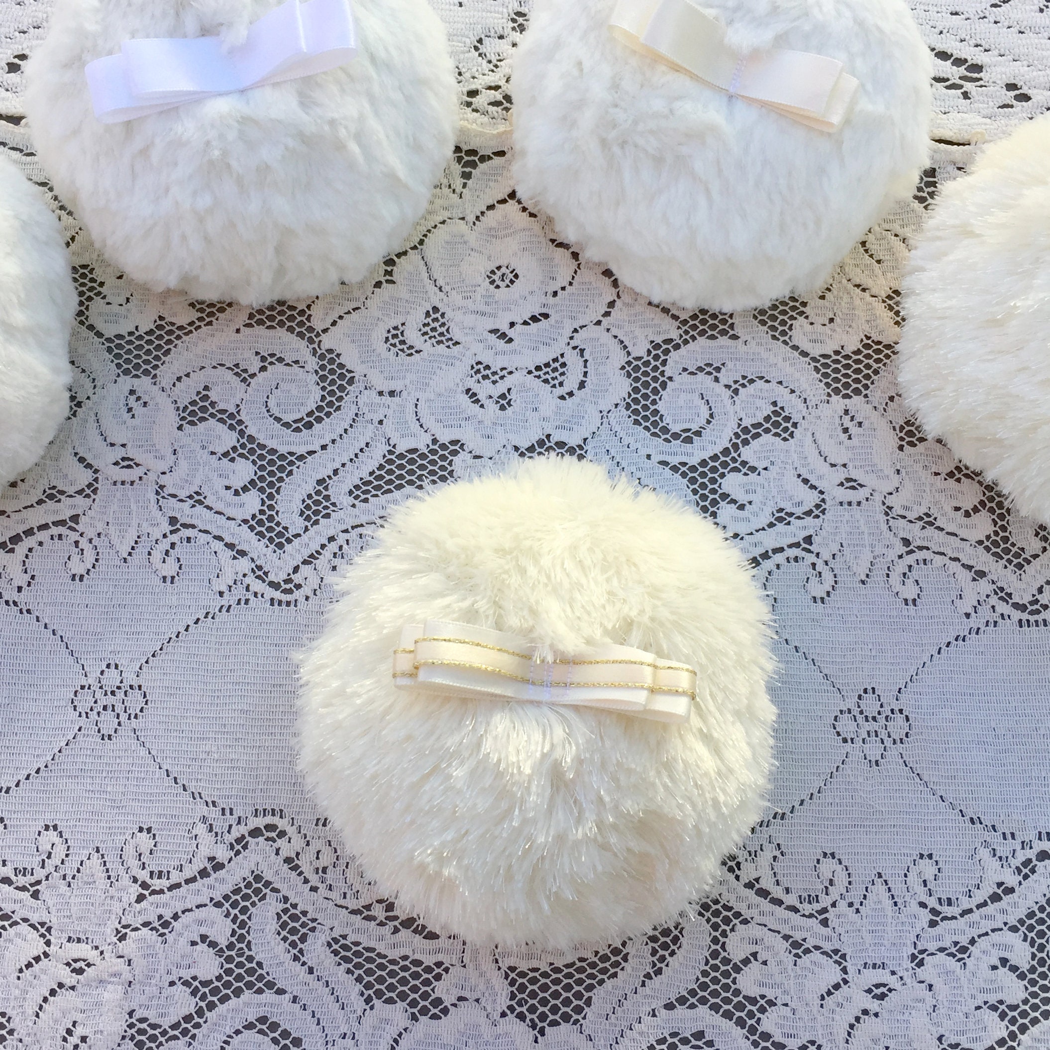 Powder Puff ~ Cream & Cream Sparkle ~ Vintage Style Faux Fur