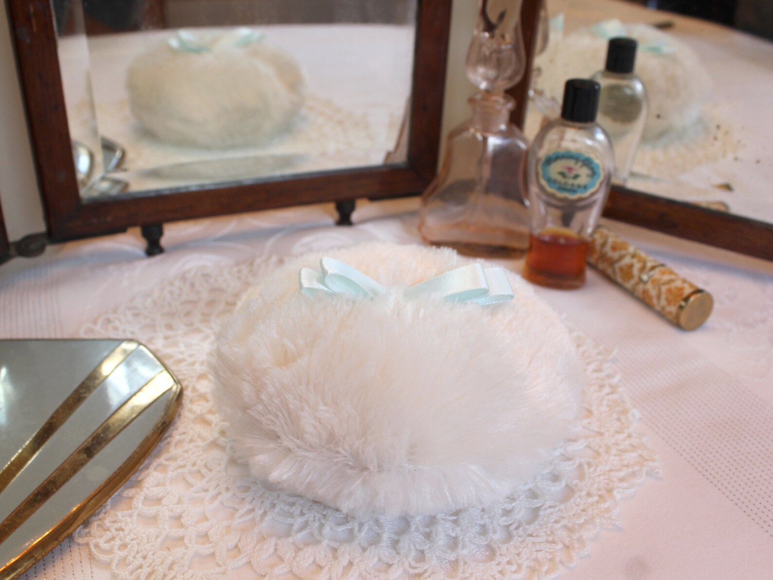 Faux Fur Vintage Style Powder Puff Retro Powder Puff - Etsy