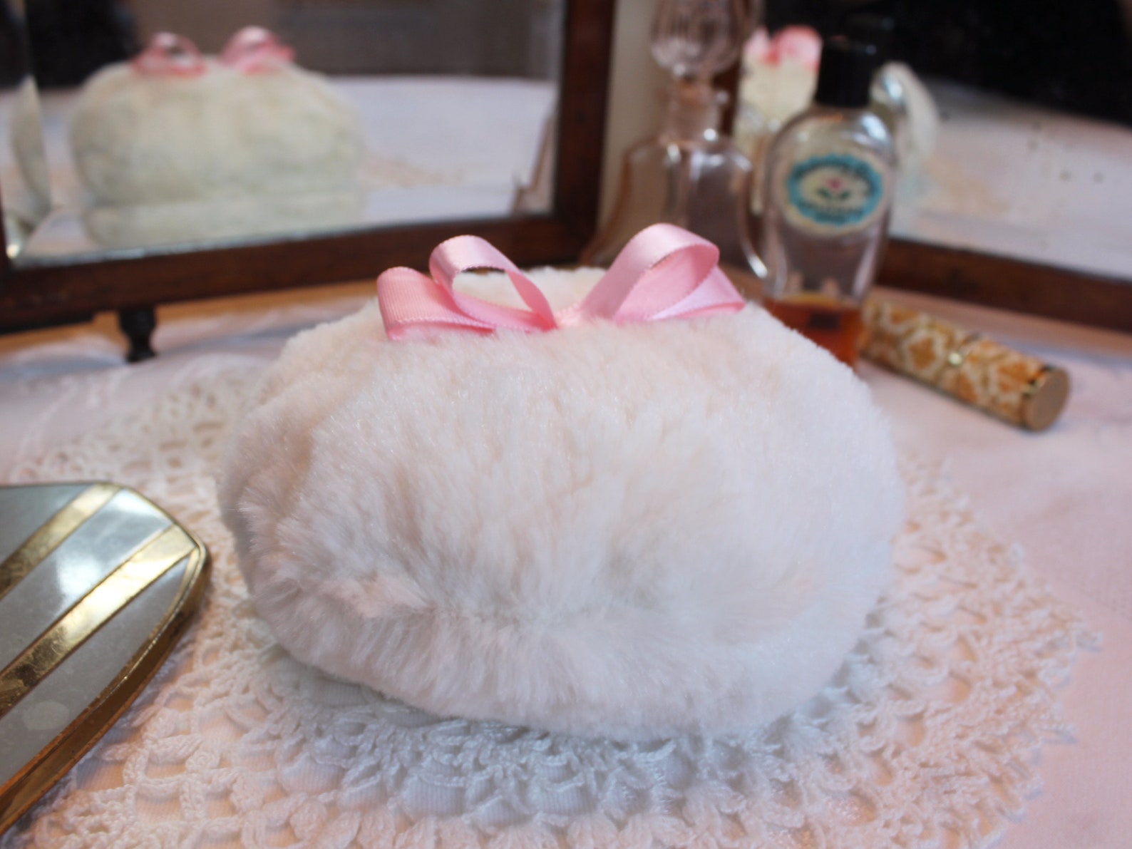 Faux Fur Vintage Style Powder Puff Retro Powder Puff - Etsy