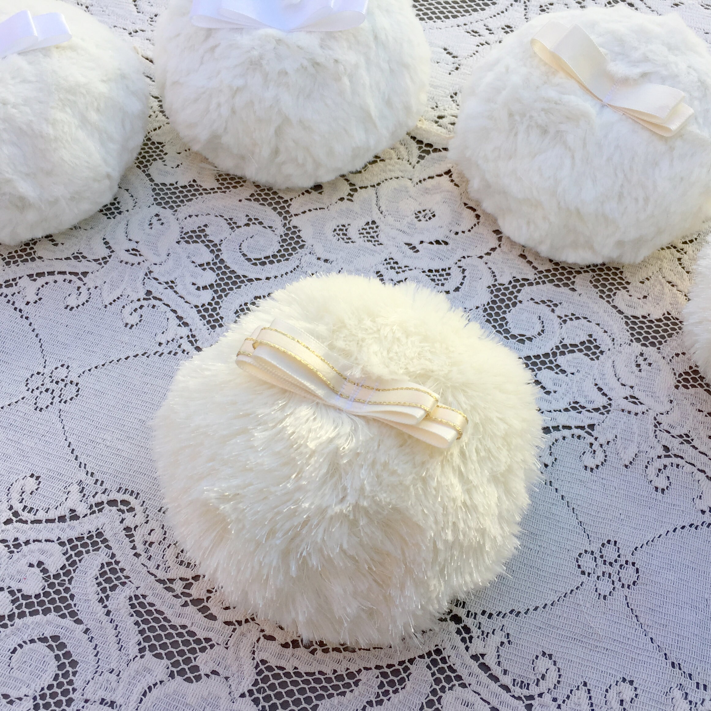 Powder Puff ~ Cream & Cream Sparkle ~ Vintage Style Faux Fur