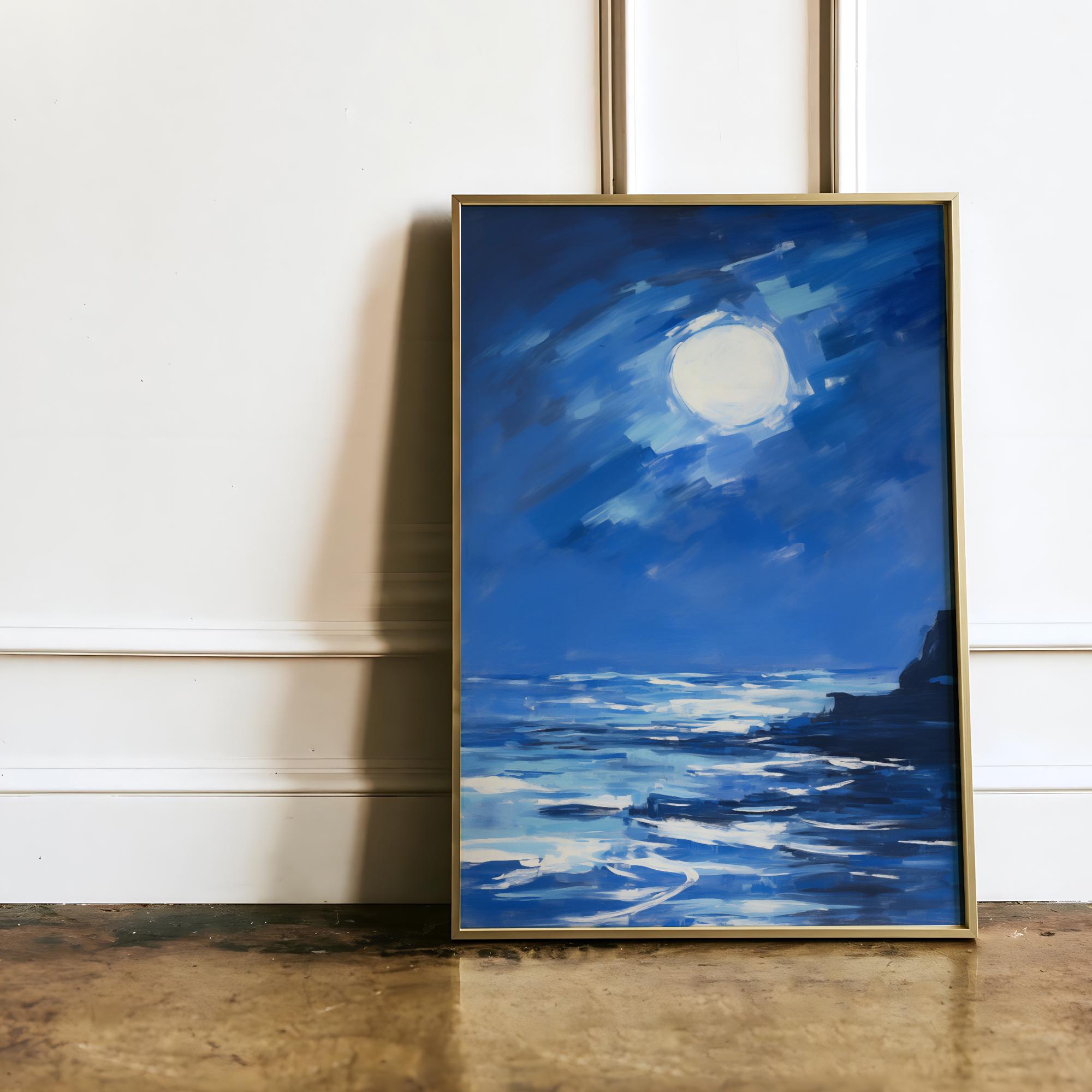 Night Sea Painting Art Print | Watercolor Art | Oil Painting Art ...