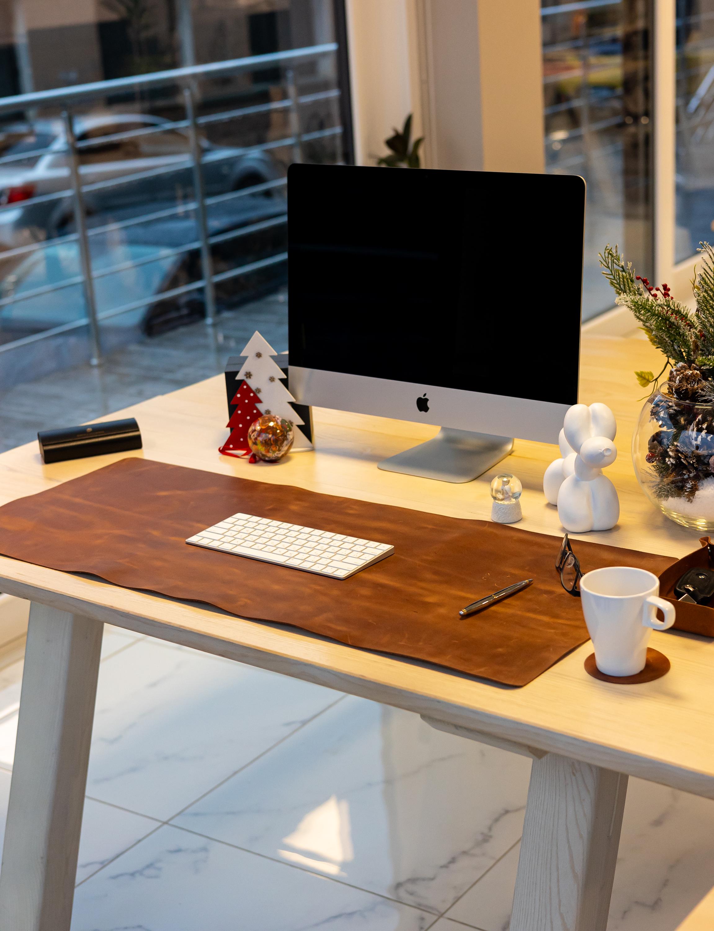 Custom Size Desk Mat, Leather Desk Pad, Thick Leather Deskpad, Full ...