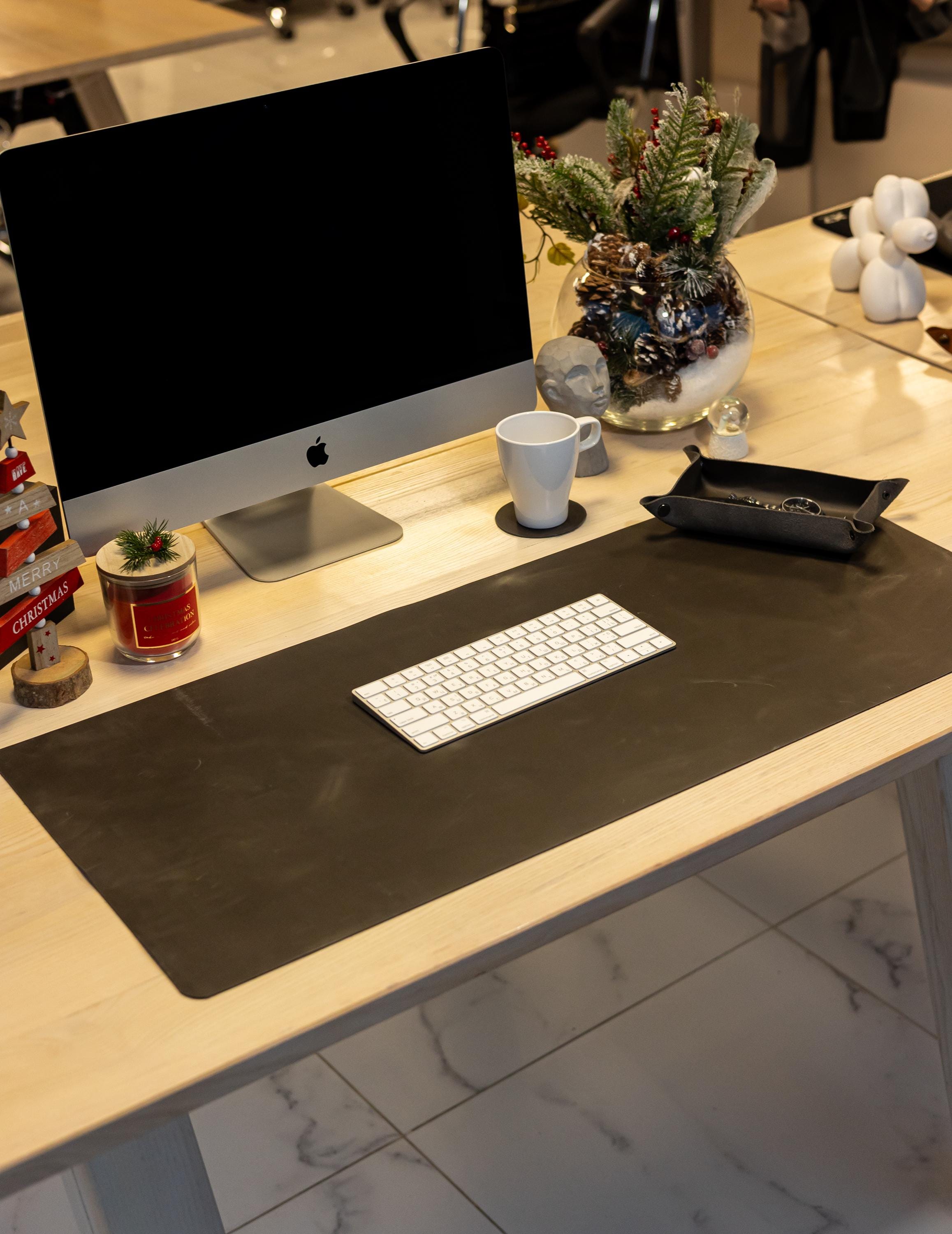 Custom Size Desk Mat, Leather Desk Pad, Thick Leather Deskpad, Full ...