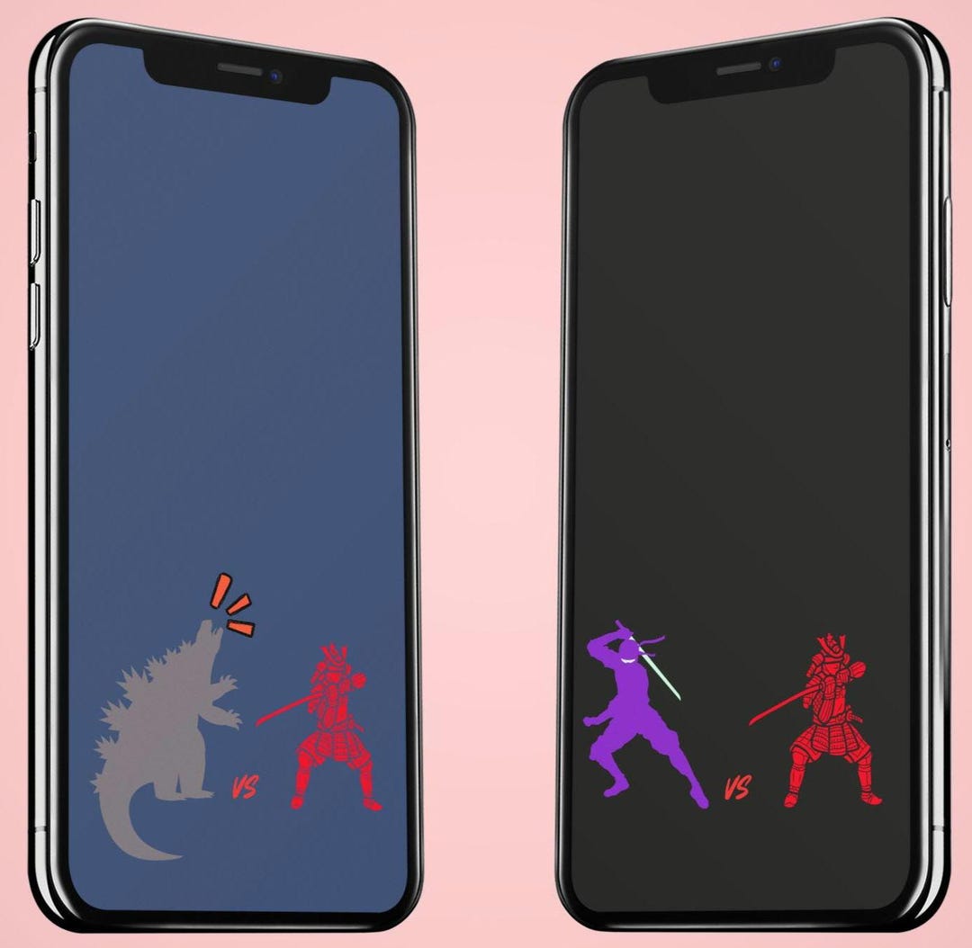 Samurai VS Godzilla Ninja Minimal Phone Wallpapers - Etsy