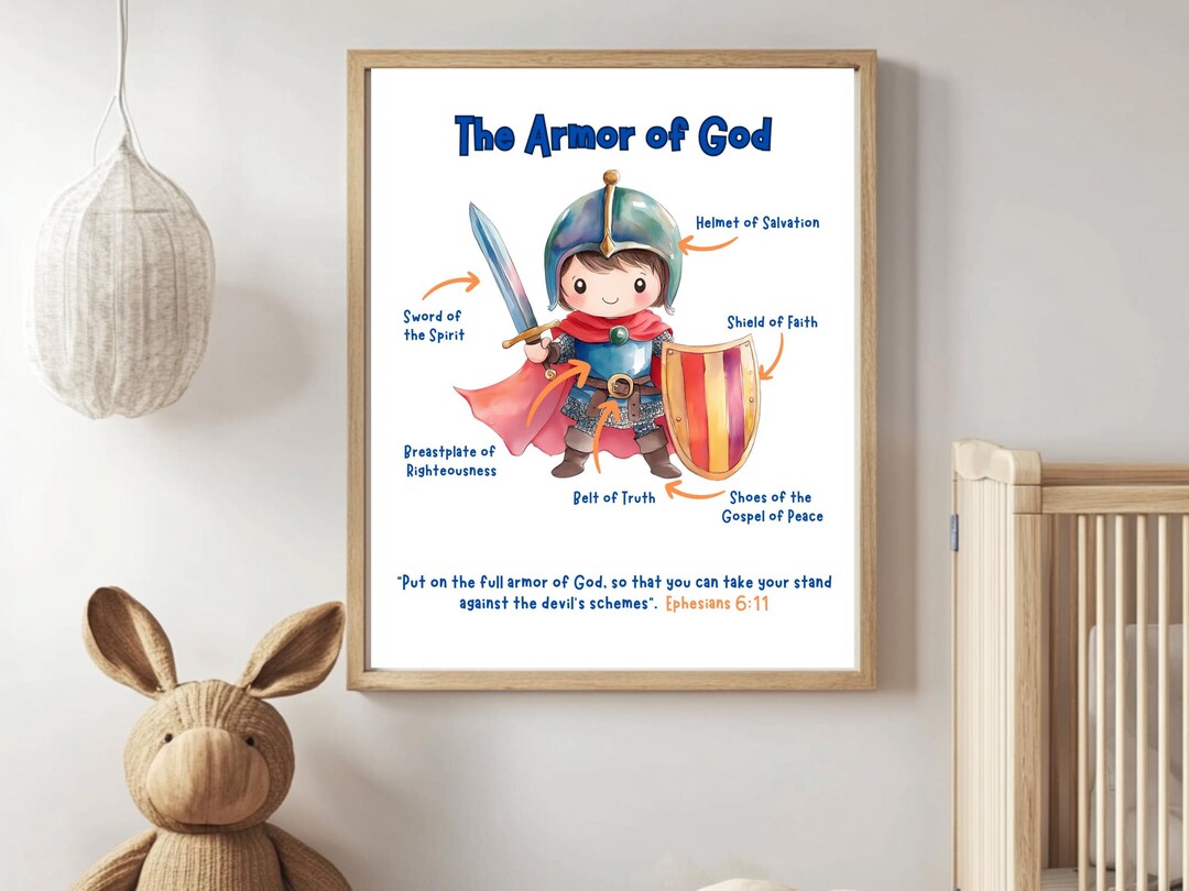 Ephesians 6 Full Armor of God Digital Wall Art Minimalist Bible Verse ...