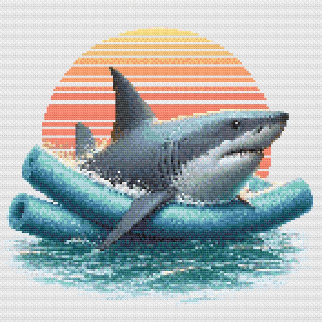 Pool-noodle Shark - Cross-stitch Pattern - Etsy