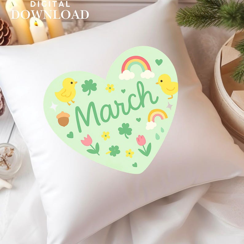 March PNG Art | Spring Heart With Shamrocks, Rainbows & Tulips | St ...