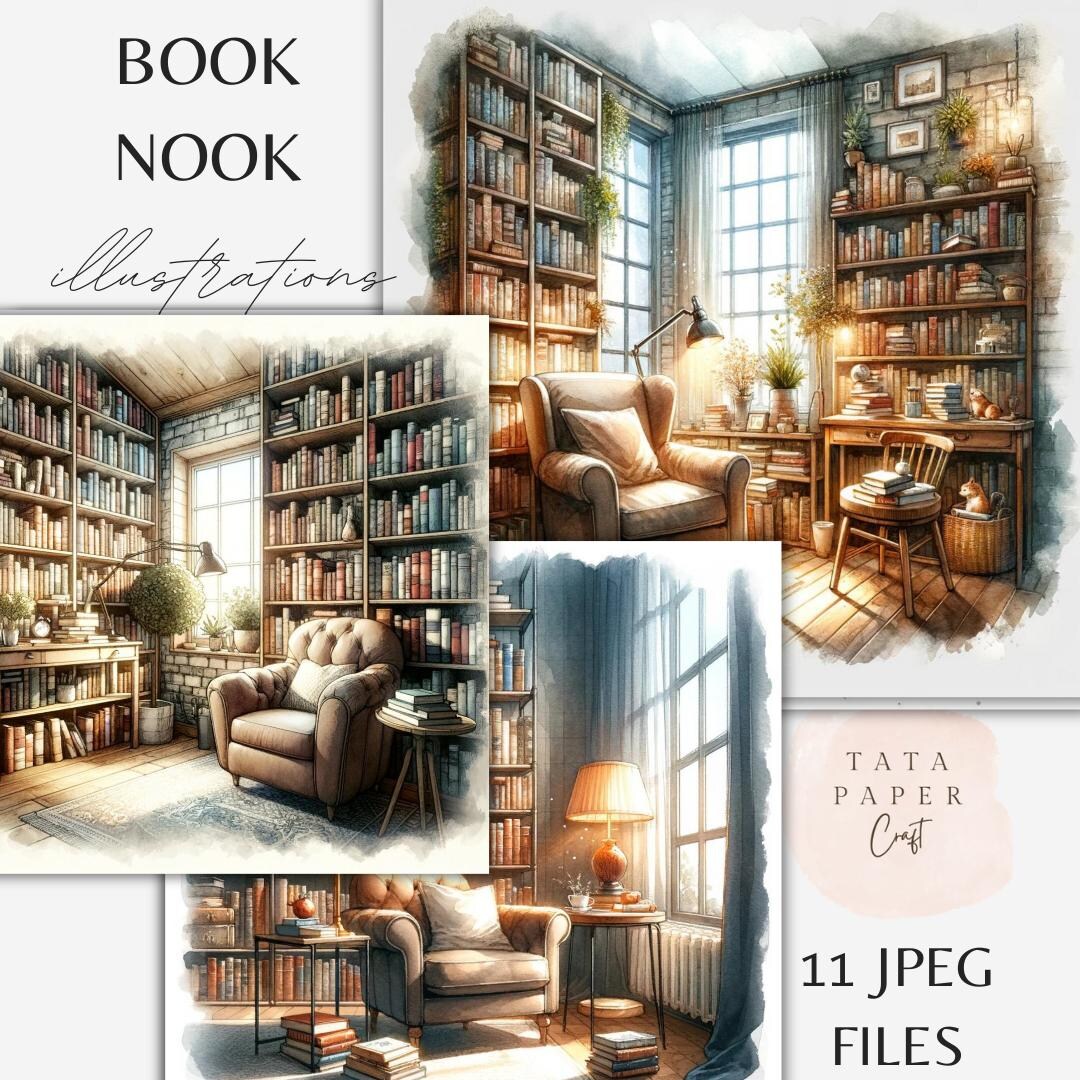 Book Nook Clipart: Cozy Scrapbook Ephemera (jpeg Digital Download) - Etsy