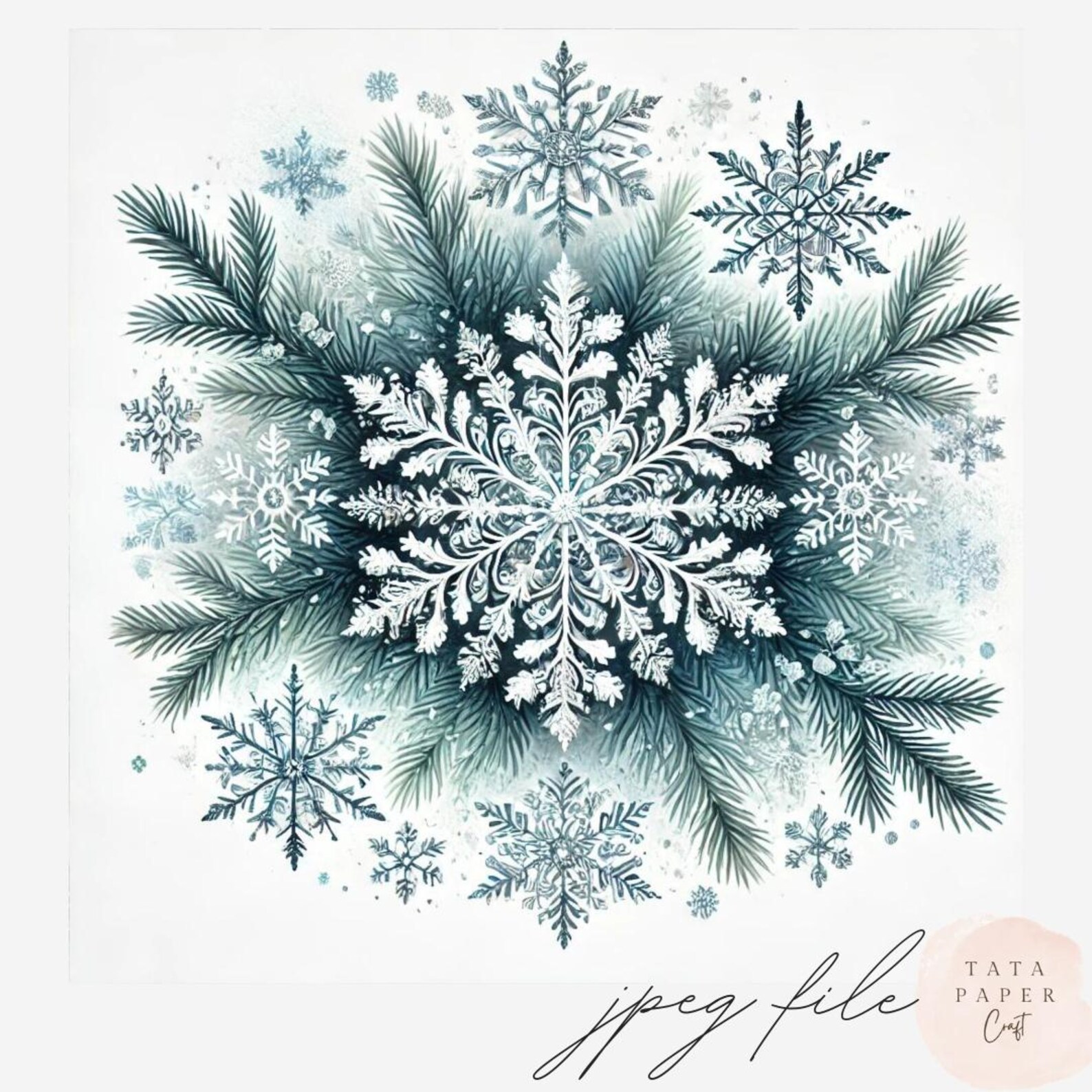 Christmas Snowflakes Clipart | 12 JPEG Files | Snowflake Illustrations ...